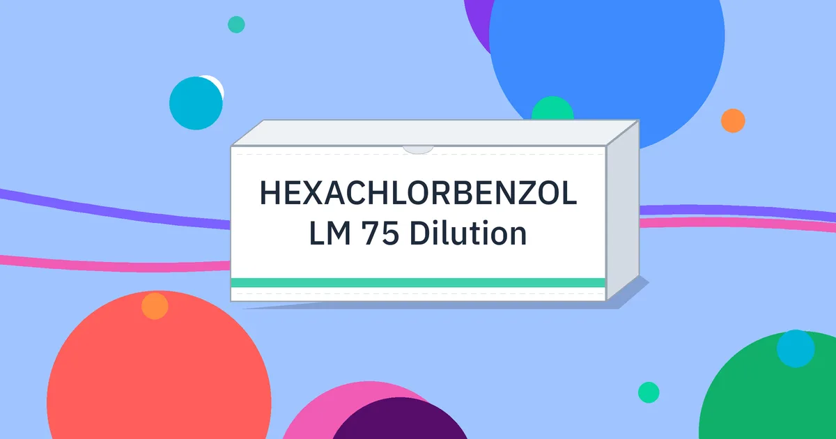 Symbolbild: Packung mit der Aufschrift HEXACHLORBENZOL LM 75 Dilution (PZN 12889088) – Verfügbarkeit und Bezug in Apotheken in Frankfurt am Main