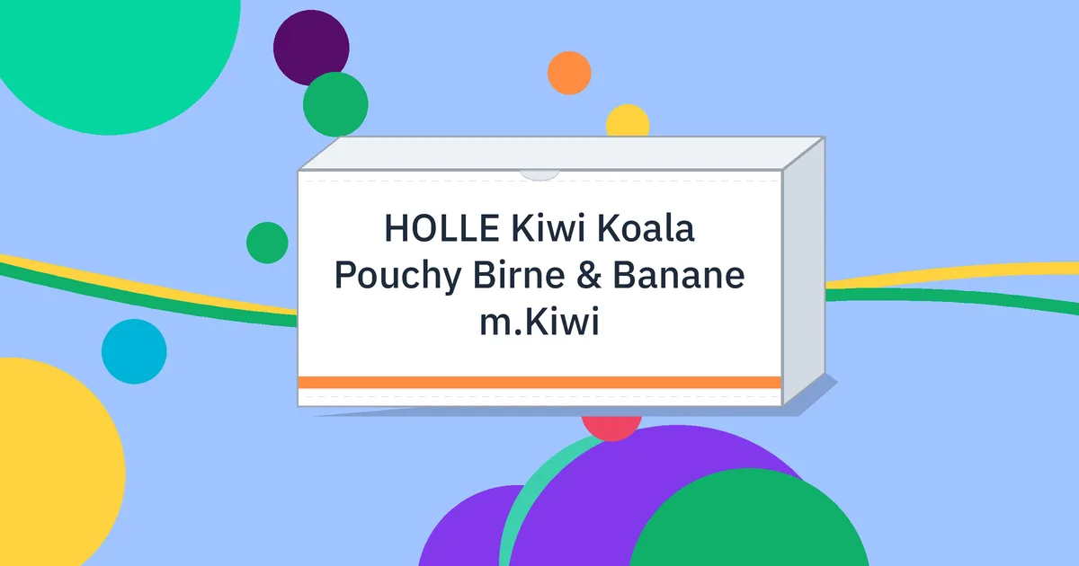 Symbolbild: Packung mit der Aufschrift HOLLE Kiwi Koala Pouchy Birne & Banane m.Kiwi (PZN 15234560) – Verfügbarkeit und Bezug in Apotheken in Frankfurt am Main