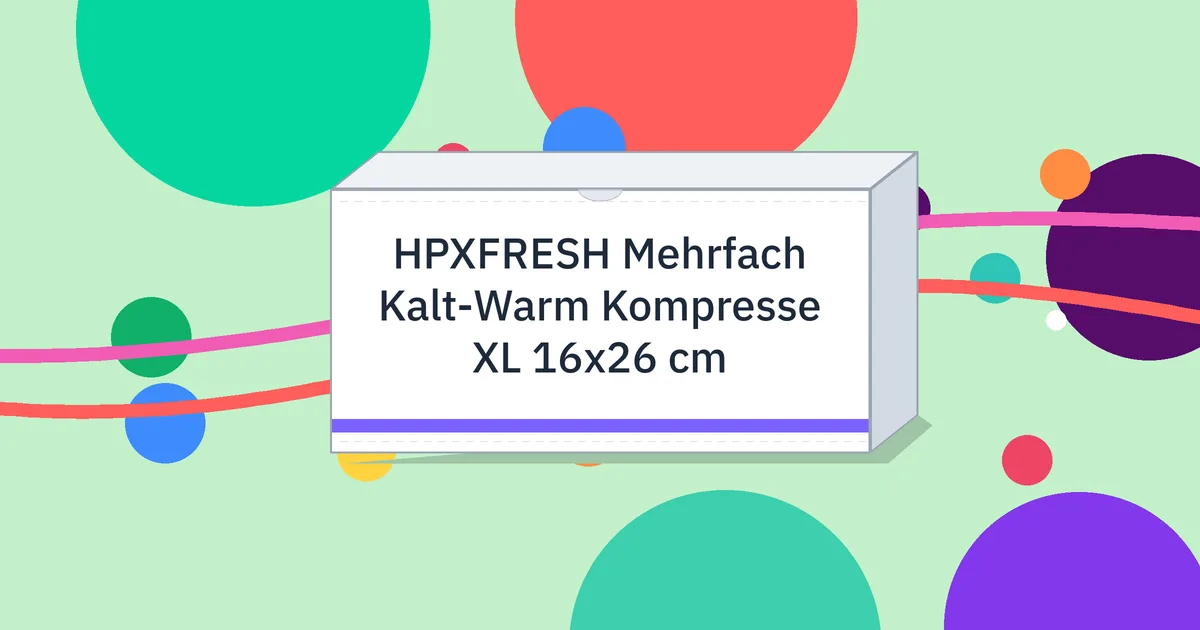 Symbolbild: Packung mit der Aufschrift HPXFRESH Mehrfach Kalt-Warm Kompresse XL 16x26 cm (PZN 15628804) – Verfügbarkeit und Bezug in Apotheken in Frankfurt am Main