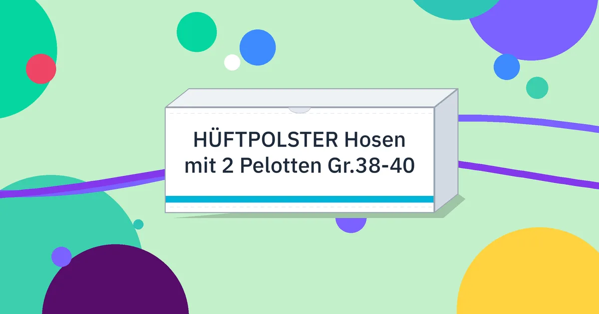 Symbolbild: Packung mit der Aufschrift HÜFTPOLSTER Hosen mit 2 Pelotten Gr.38-40 (PZN 08446250) – Verfügbarkeit und Bezug in Apotheken in Frankfurt am Main