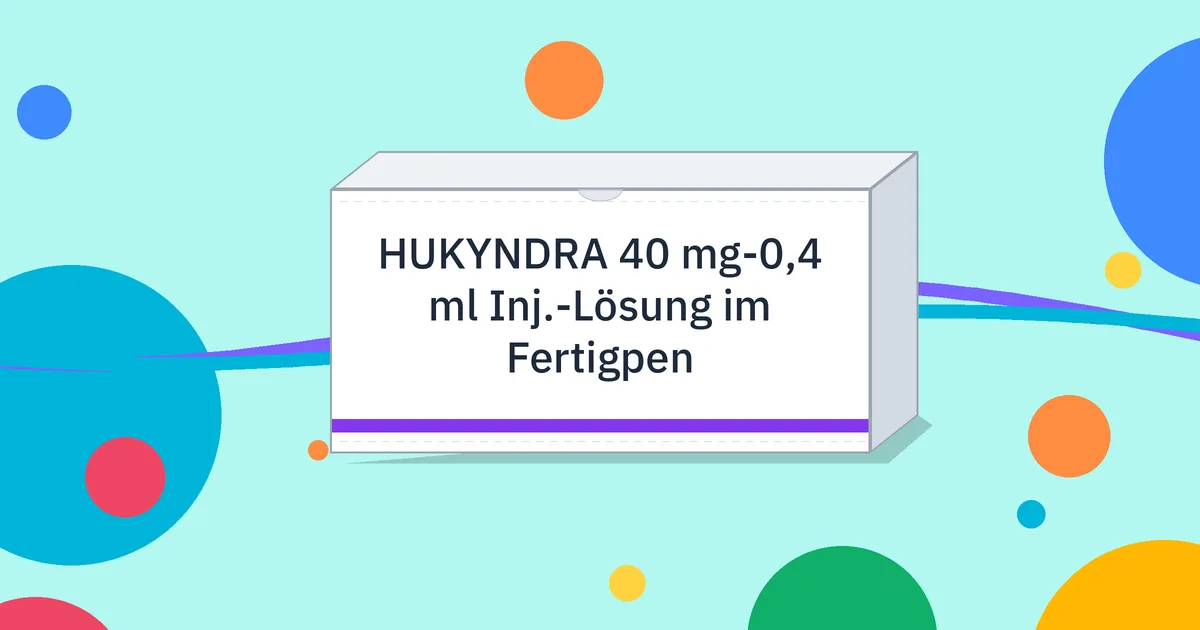 Symbolbild: Packung mit der Aufschrift HUKYNDRA 40 mg-0,4 ml Inj.-Lösung im Fertigpen (PZN 19274473) – Verfügbarkeit und Bezug in Apotheken in Frankfurt am Main