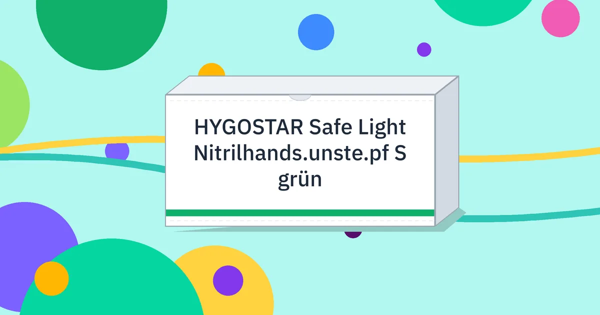 Symbolbild: Packung mit der Aufschrift HYGOSTAR Safe Light Nitrilhands.unste.pf S grün (PZN 20772070) – Verfügbarkeit und Bezug in Apotheken in Frankfurt am Main