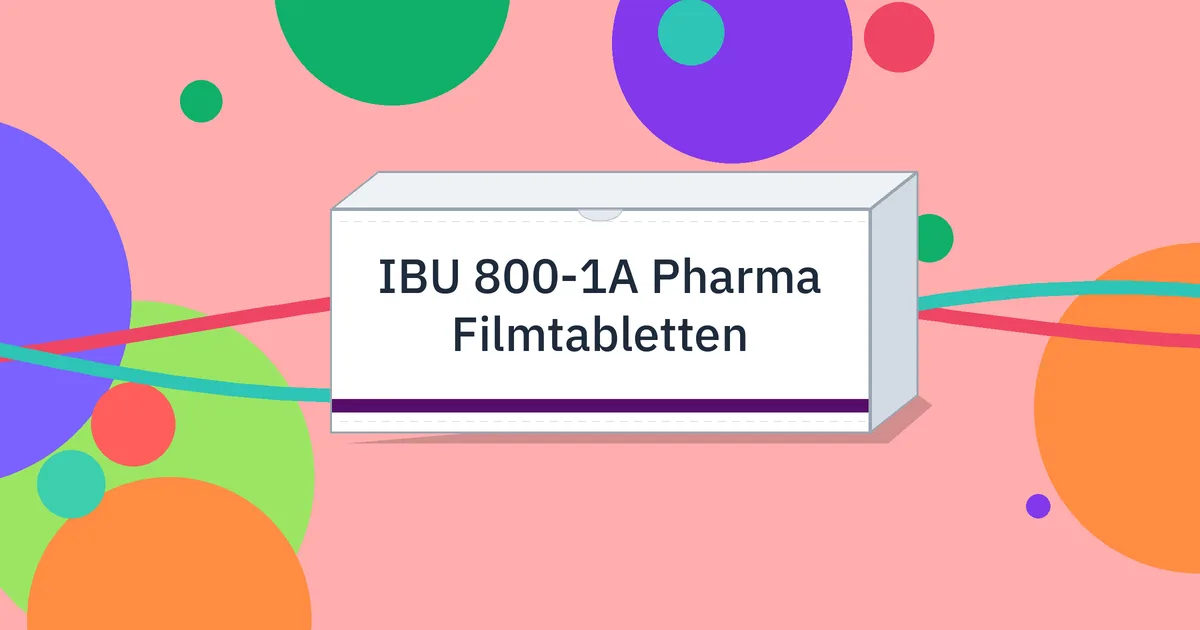 Symbolbild: Packung mit der Aufschrift IBU 800-1A Pharma Filmtabletten (PZN 08533865) – Verfügbarkeit und Bezug in Apotheken in Frankfurt am Main