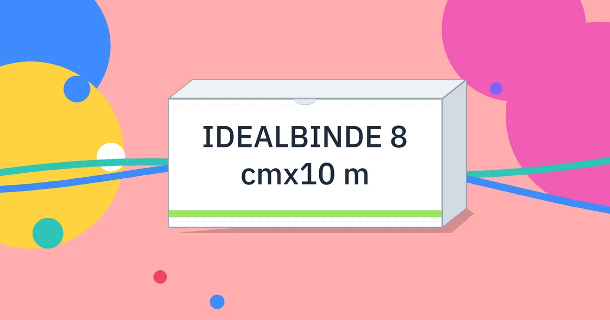 Symbolbild: Packung mit der Aufschrift IDEALBINDE 8 cmx10 m (PZN 08858484) – Verfügbarkeit und Bezug in Apotheken in Frankfurt am Main