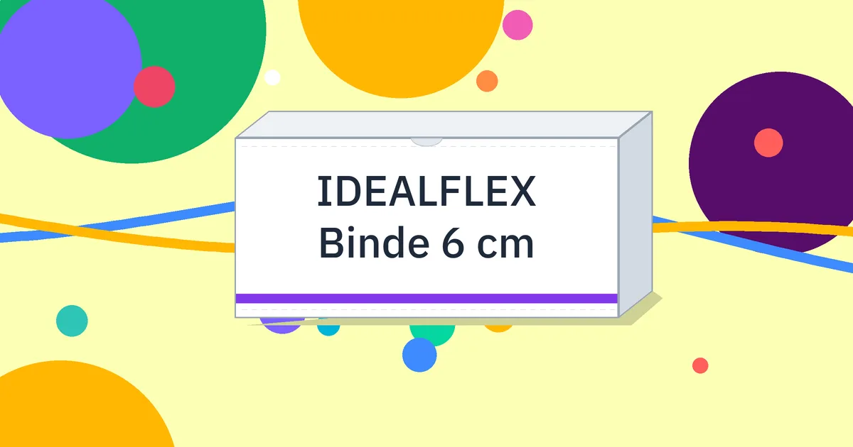 Symbolbild: Packung mit der Aufschrift IDEALFLEX Binde 6 cm (PZN 11586285) – Verfügbarkeit und Bezug in Apotheken in Frankfurt am Main