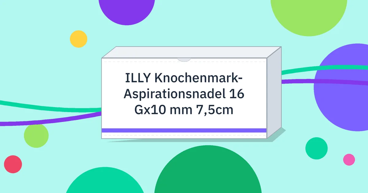 Symbolbild: Packung mit der Aufschrift ILLY Knochenmark-Aspirationsnadel 16 Gx10 mm 7,5cm (PZN 16362538) – Verfügbarkeit und Bezug in Apotheken in Frankfurt am Main