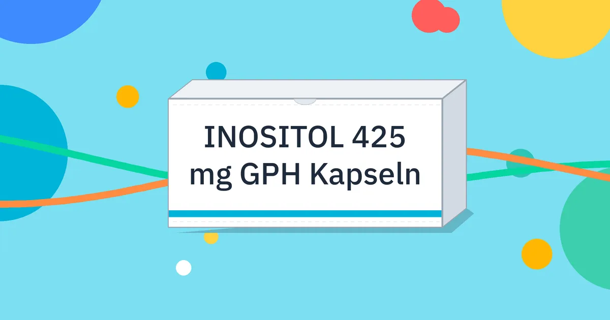 Symbolbild: Packung mit der Aufschrift INOSITOL 425 mg GPH Kapseln (PZN 07603351) – Verfügbarkeit und Bezug in Apotheken in Frankfurt am Main
