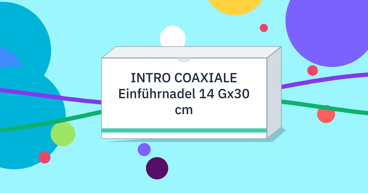Symbolbild: Packung mit der Aufschrift INTRO COAXIALE Einführnadel 14 Gx30 cm (PZN 16918792) – Verfügbarkeit und Bezug in Apotheken in Frankfurt am Main