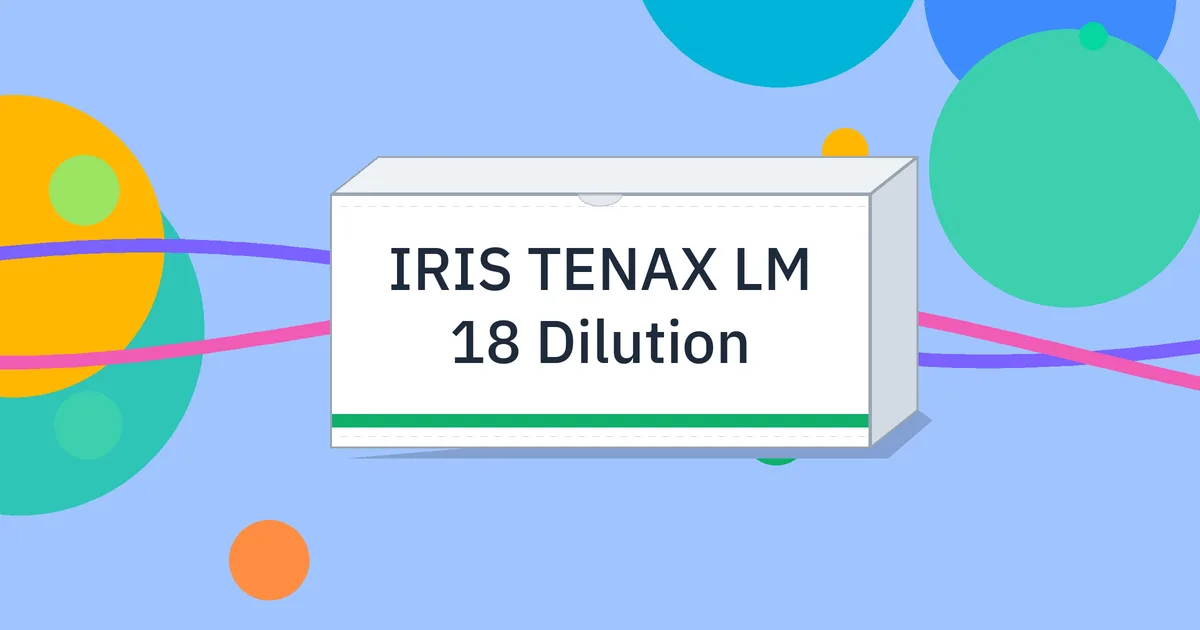 Symbolbild: Packung mit der Aufschrift IRIS TENAX LM 18 Dilution (PZN 12914455) – Verfügbarkeit und Bezug in Apotheken in Frankfurt am Main