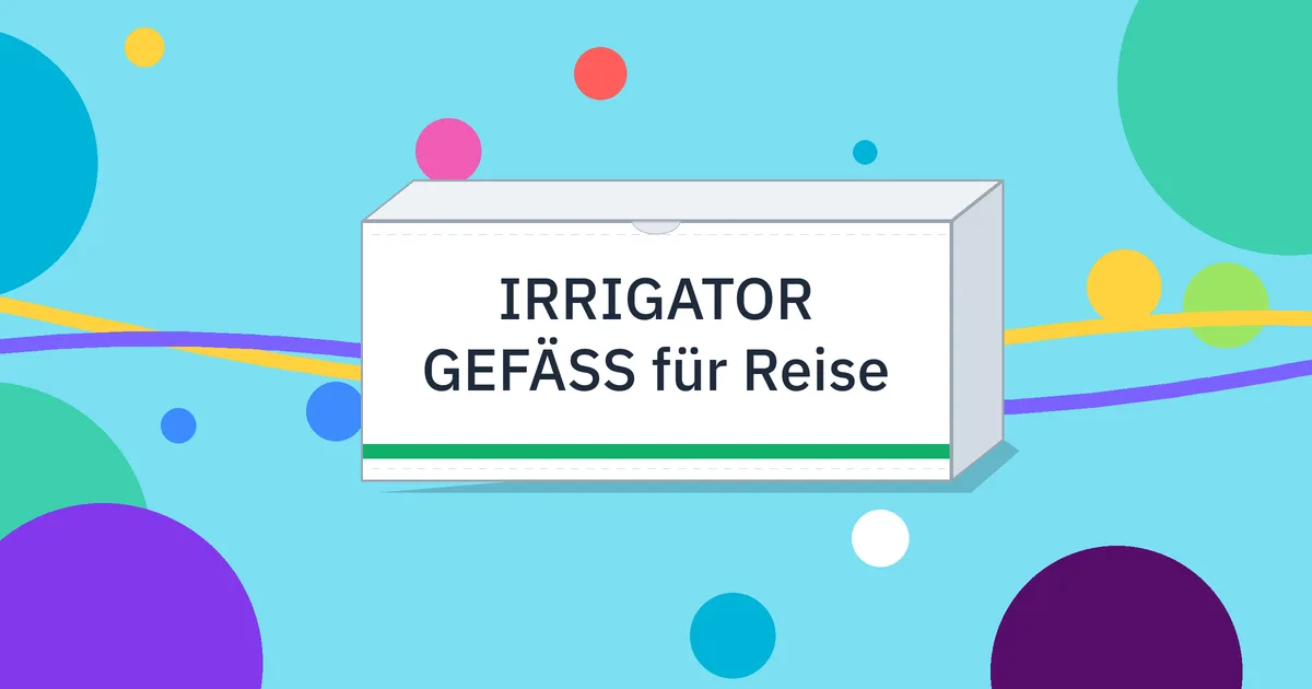 Symbolbild: Packung mit der Aufschrift IRRIGATOR GEFÄSS für Reise (PZN 01963574) – Verfügbarkeit und Bezug in Apotheken in Frankfurt am Main