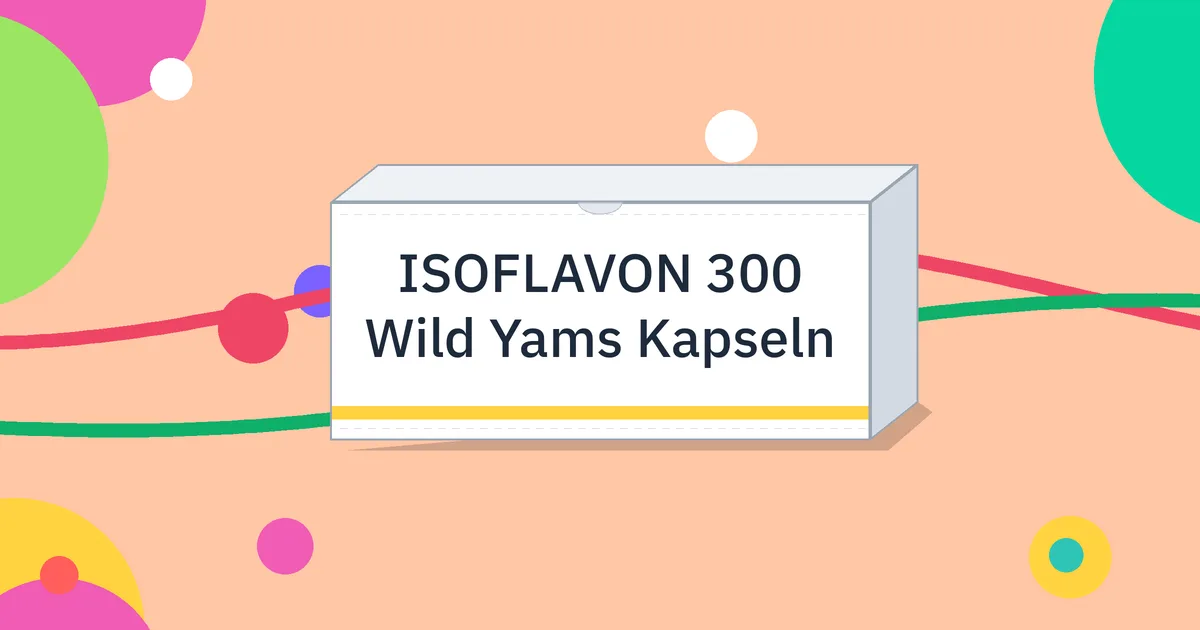 Symbolbild: Packung mit der Aufschrift ISOFLAVON 300 Wild Yams Kapseln (PZN 15505303) – Verfügbarkeit und Bezug in Apotheken in Frankfurt am Main