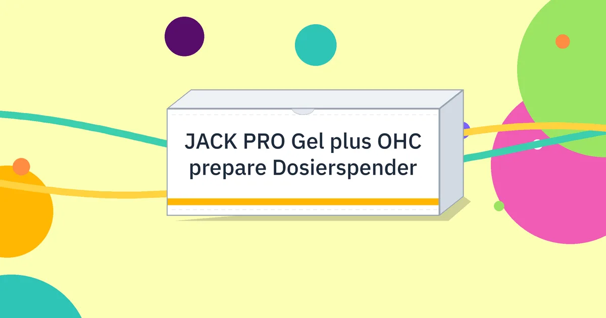 Symbolbild: Packung mit der Aufschrift JACK PRO Gel plus OHC prepare Dosierspender (PZN 19799626) – Verfügbarkeit und Bezug in Apotheken in Frankfurt am Main