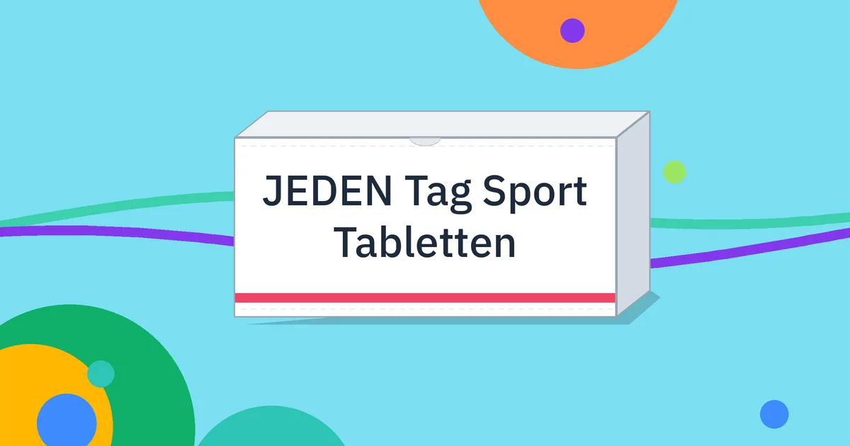 Symbolbild: Packung mit der Aufschrift JEDEN Tag Sport Tabletten (PZN 17965351) – Verfügbarkeit und Bezug in Apotheken in Frankfurt am Main
