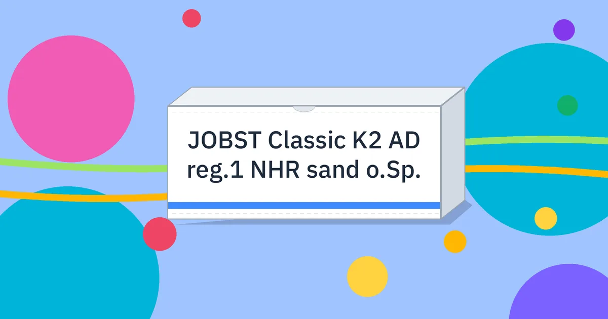 Symbolbild: Packung mit der Aufschrift JOBST Classic K2 AD reg.1 NHR sand o.Sp. (PZN 13062161) – Verfügbarkeit und Bezug in Apotheken in Frankfurt am Main