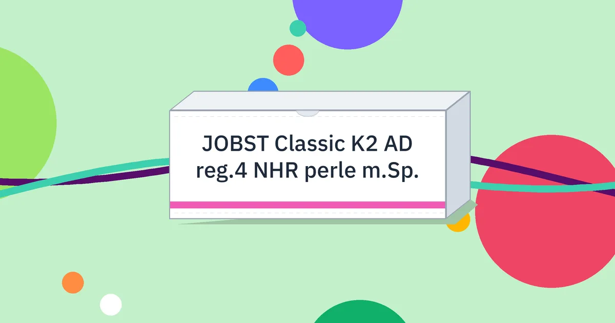 Symbolbild: Packung mit der Aufschrift JOBST Classic K2 AD reg.4 NHR perle m.Sp. (PZN 13061670) – Verfügbarkeit und Bezug in Apotheken in Frankfurt am Main