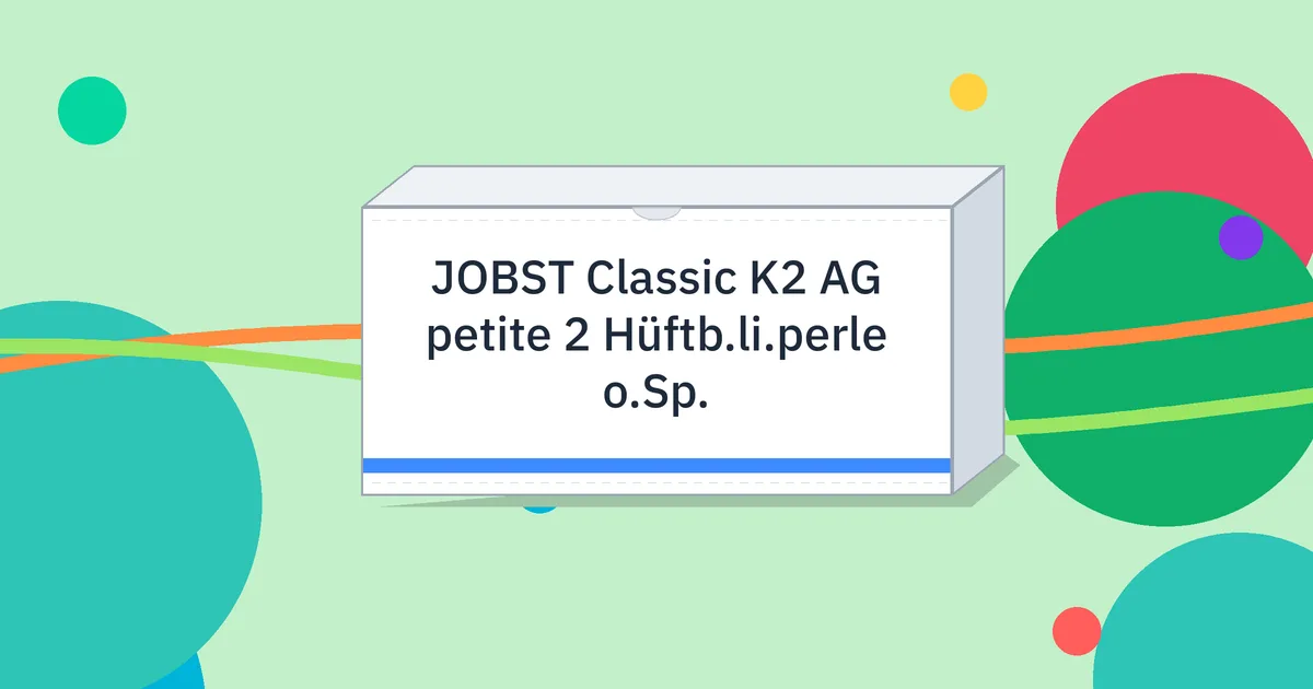Symbolbild: Packung mit der Aufschrift JOBST Classic K2 AG petite 2 Hüftb.li.perle o.Sp. (PZN 13064496) – Verfügbarkeit und Bezug in Apotheken in Frankfurt am Main