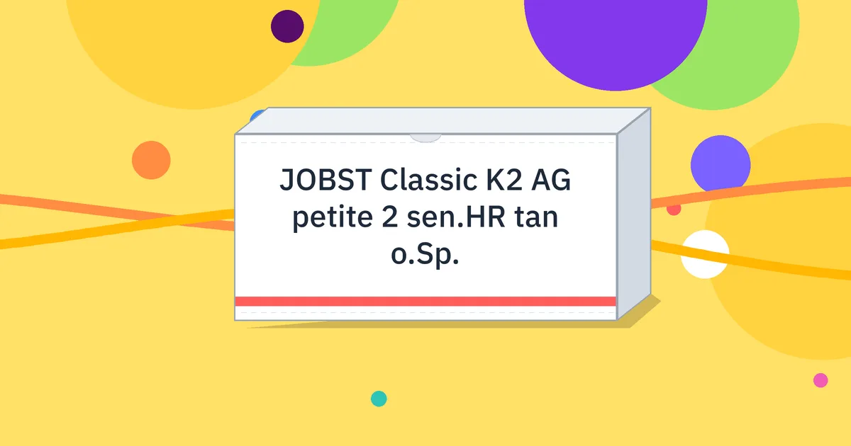 Symbolbild: Packung mit der Aufschrift JOBST Classic K2 AG petite 2 sen.HR tan o.Sp. (PZN 17961175) – Verfügbarkeit und Bezug in Apotheken in Frankfurt am Main