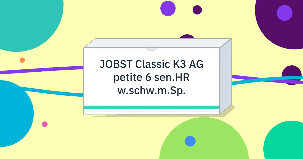 Symbolbild: Packung mit der Aufschrift JOBST Classic K3 AG petite 6 sen.HR w.schw.m.Sp. (PZN 17956978) – Verfügbarkeit und Bezug in Apotheken in Frankfurt am Main