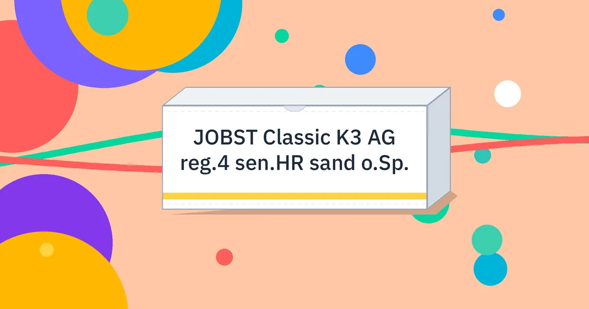 Symbolbild: Packung mit der Aufschrift JOBST Classic K3 AG reg.4 sen.HR sand o.Sp. (PZN 17957179) – Verfügbarkeit und Bezug in Apotheken in Frankfurt am Main
