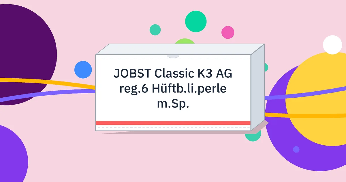 Symbolbild: Packung mit der Aufschrift JOBST Classic K3 AG reg.6 Hüftb.li.perle m.Sp. (PZN 13075376) – Verfügbarkeit und Bezug in Apotheken in Frankfurt am Main