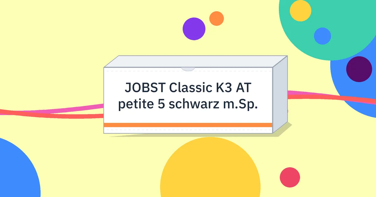 Symbolbild: Packung mit der Aufschrift JOBST Classic K3 AT petite 5 schwarz m.Sp. (PZN 13077286) – Verfügbarkeit und Bezug in Apotheken in Frankfurt am Main