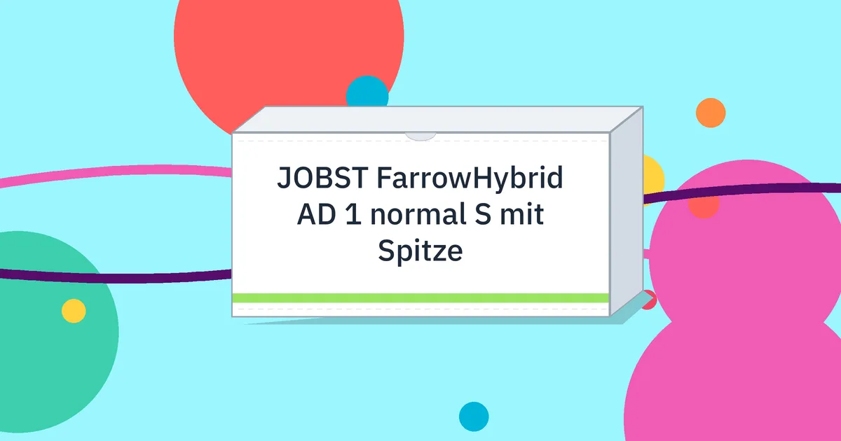 Symbolbild: Packung mit der Aufschrift JOBST FarrowHybrid AD 1 normal S mit Spitze (PZN 13869260) – Verfügbarkeit und Bezug in Apotheken in Frankfurt am Main
