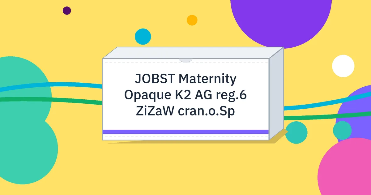 Symbolbild: Packung mit der Aufschrift JOBST Maternity Opaque K2 AG reg.6 ZiZaW cran.o.Sp (PZN 15858289) – Verfügbarkeit und Bezug in Apotheken in Frankfurt am Main