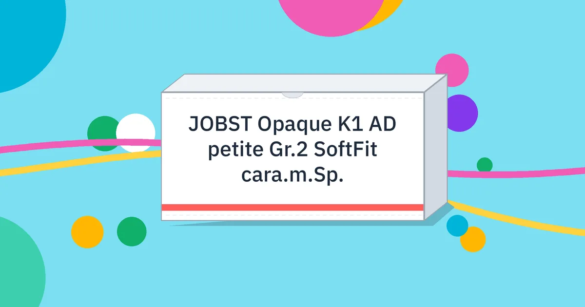 Symbolbild: Packung mit der Aufschrift JOBST Opaque K1 AD petite Gr.2 SoftFit cara.m.Sp. (PZN 13079262) – Verfügbarkeit und Bezug in Apotheken in Frankfurt am Main