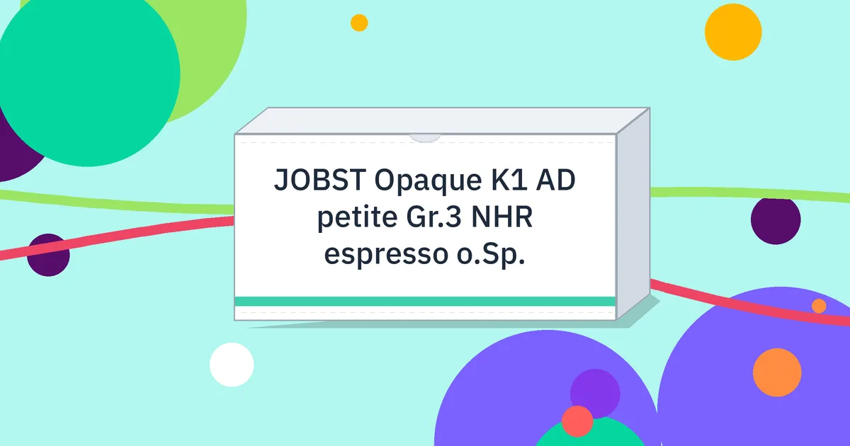Symbolbild: Packung mit der Aufschrift JOBST Opaque K1 AD petite Gr.3 NHR espresso o.Sp. (PZN 16264445) – Verfügbarkeit und Bezug in Apotheken in Frankfurt am Main