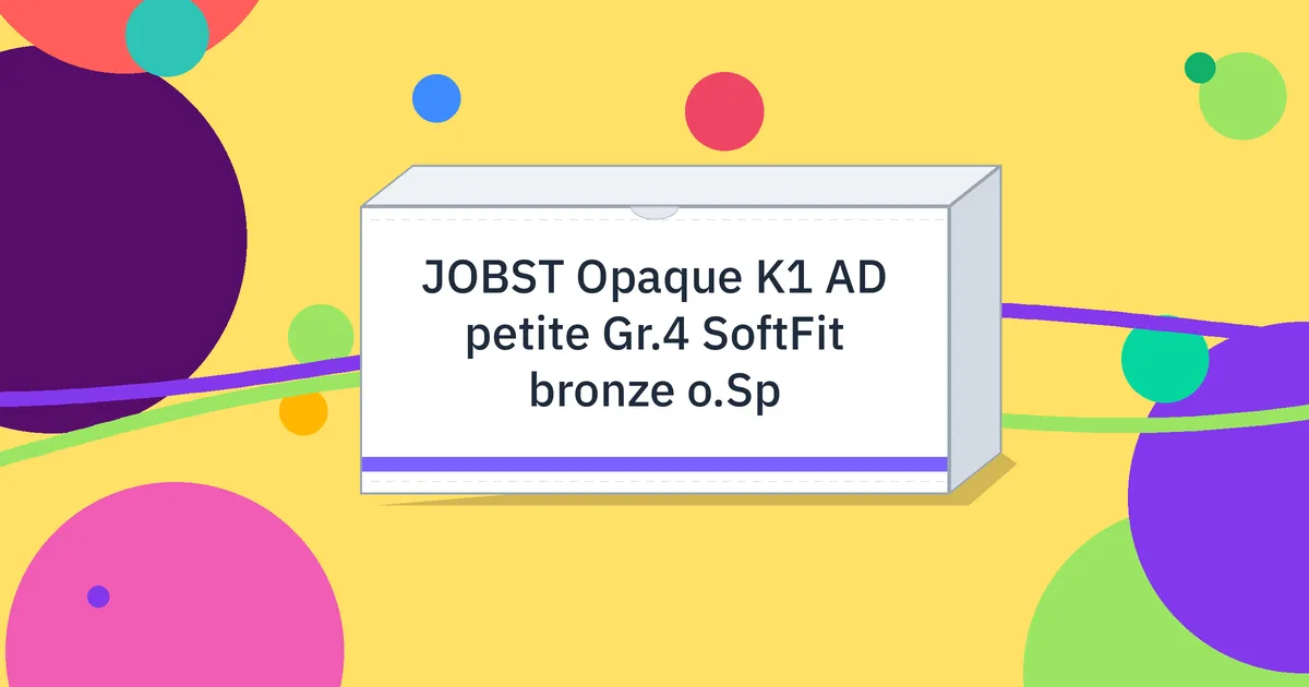 Symbolbild: Packung mit der Aufschrift JOBST Opaque K1 AD petite Gr.4 SoftFit bronze o.Sp (PZN 13080377) – Verfügbarkeit und Bezug in Apotheken in Frankfurt am Main