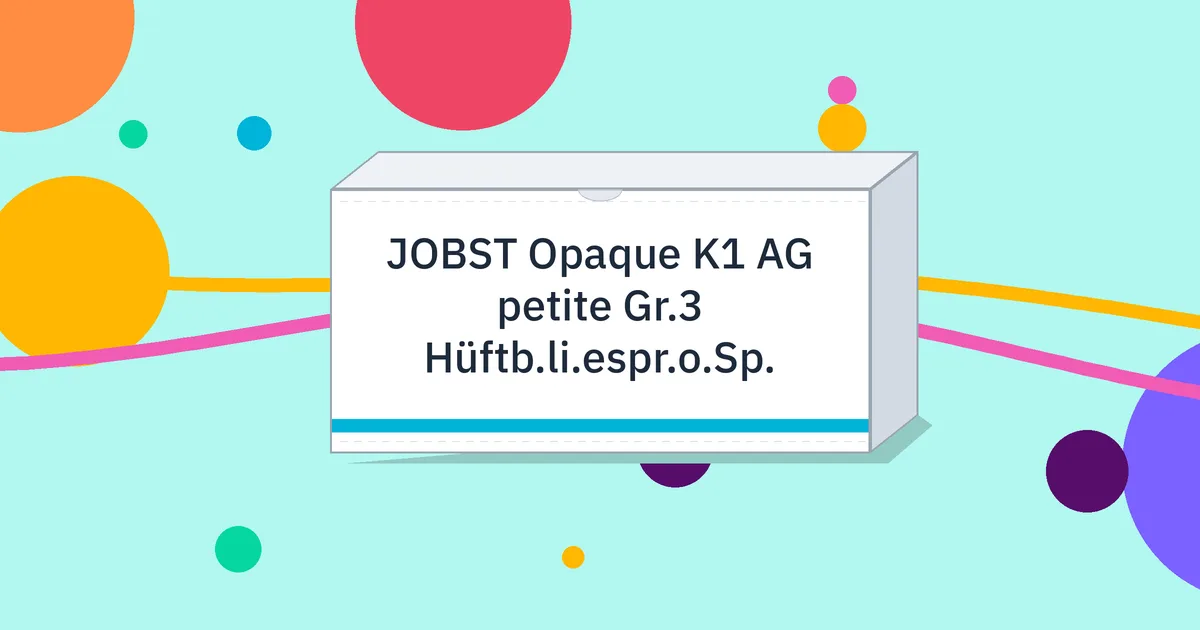 Symbolbild: Packung mit der Aufschrift JOBST Opaque K1 AG petite Gr.3 Hüftb.li.espr.o.Sp. (PZN 16273898) – Verfügbarkeit und Bezug in Apotheken in Frankfurt am Main
