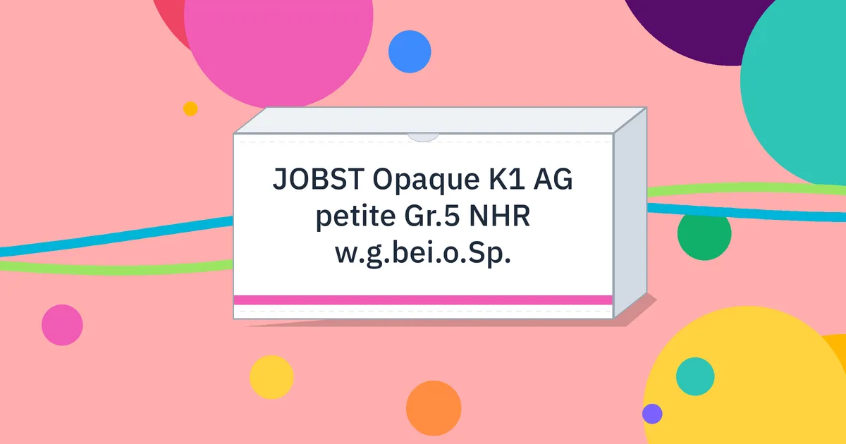 Symbolbild: Packung mit der Aufschrift JOBST Opaque K1 AG petite Gr.5 NHR w.g.bei.o.Sp. (PZN 16269164) – Verfügbarkeit und Bezug in Apotheken in Frankfurt am Main
