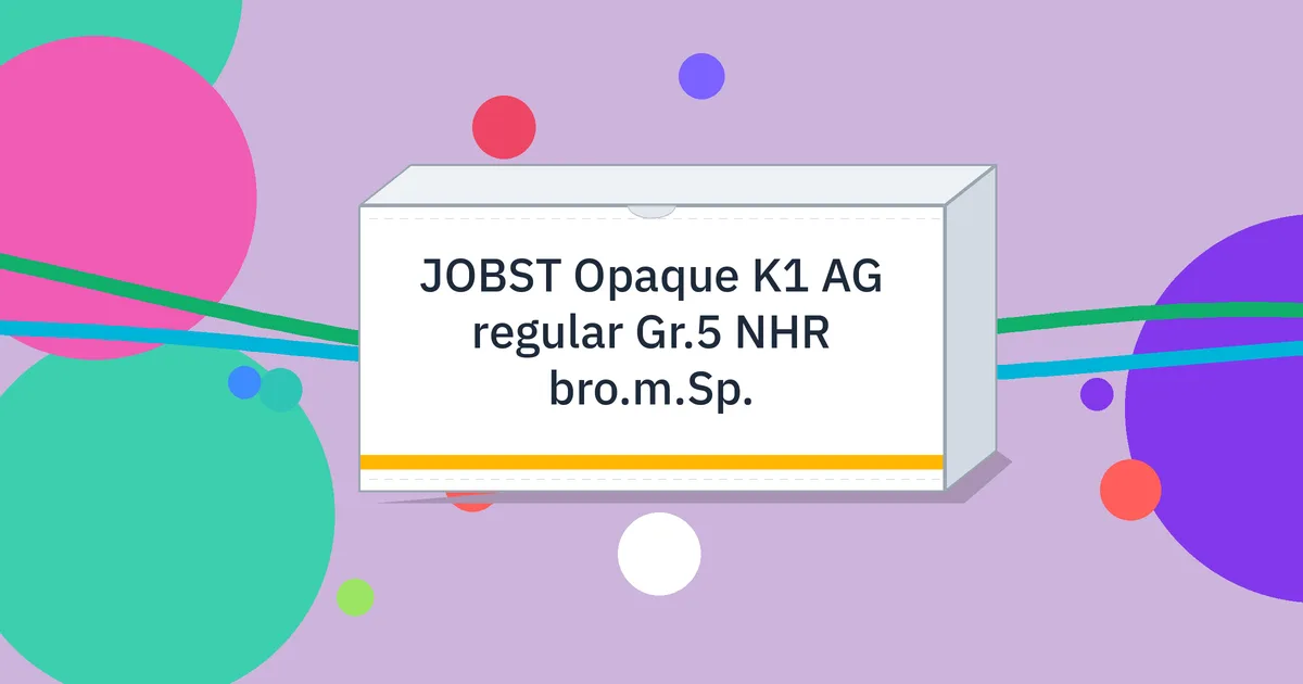 Symbolbild: Packung mit der Aufschrift JOBST Opaque K1 AG regular Gr.5 NHR bro.m.Sp. (PZN 13091300) – Verfügbarkeit und Bezug in Apotheken in Frankfurt am Main