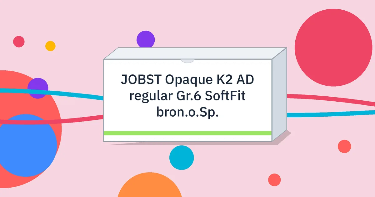 Symbolbild: Packung mit der Aufschrift JOBST Opaque K2 AD regular Gr.6 SoftFit bron.o.Sp. (PZN 13111669) – Verfügbarkeit und Bezug in Apotheken in Frankfurt am Main