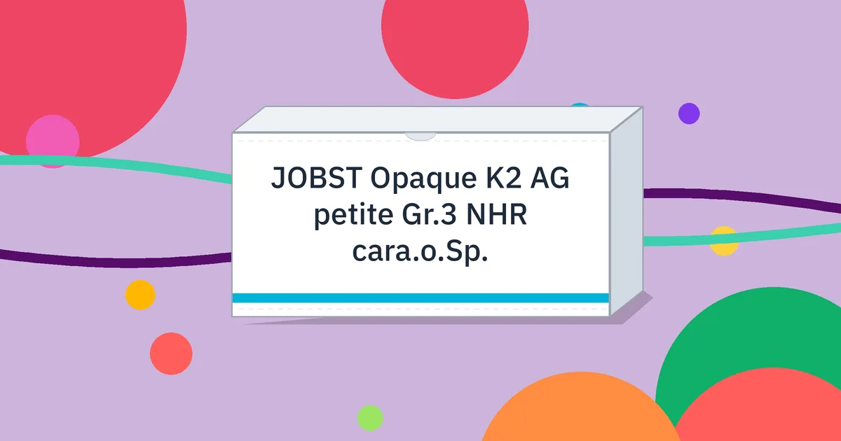 Symbolbild: Packung mit der Aufschrift JOBST Opaque K2 AG petite Gr.3 NHR cara.o.Sp. (PZN 10723863) – Verfügbarkeit und Bezug in Apotheken in Frankfurt am Main