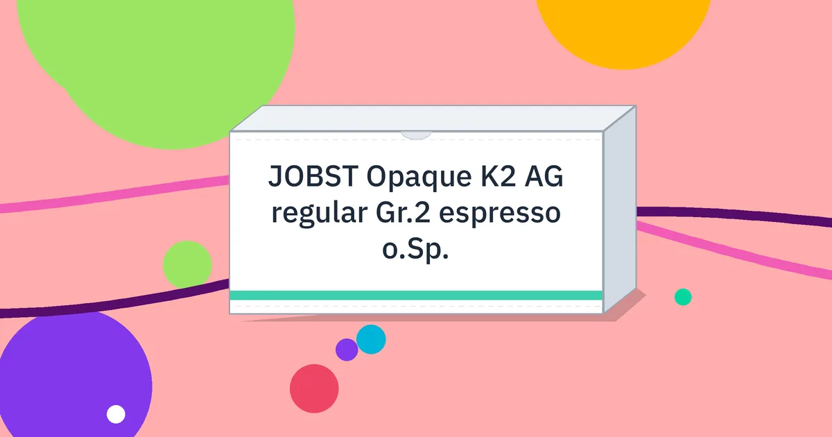 Symbolbild: Packung mit der Aufschrift JOBST Opaque K2 AG regular Gr.2 espresso o.Sp. (PZN 16281946) – Verfügbarkeit und Bezug in Apotheken in Frankfurt am Main