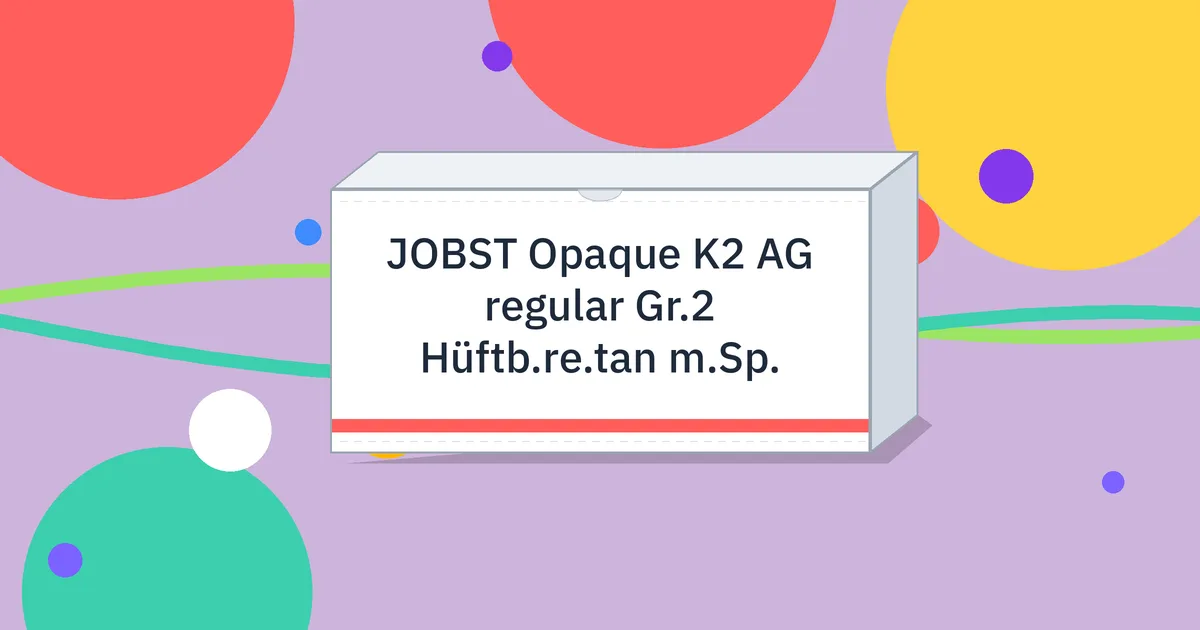 Symbolbild: Packung mit der Aufschrift JOBST Opaque K2 AG regular Gr.2 Hüftb.re.tan m.Sp. (PZN 16287104) – Verfügbarkeit und Bezug in Apotheken in Frankfurt am Main