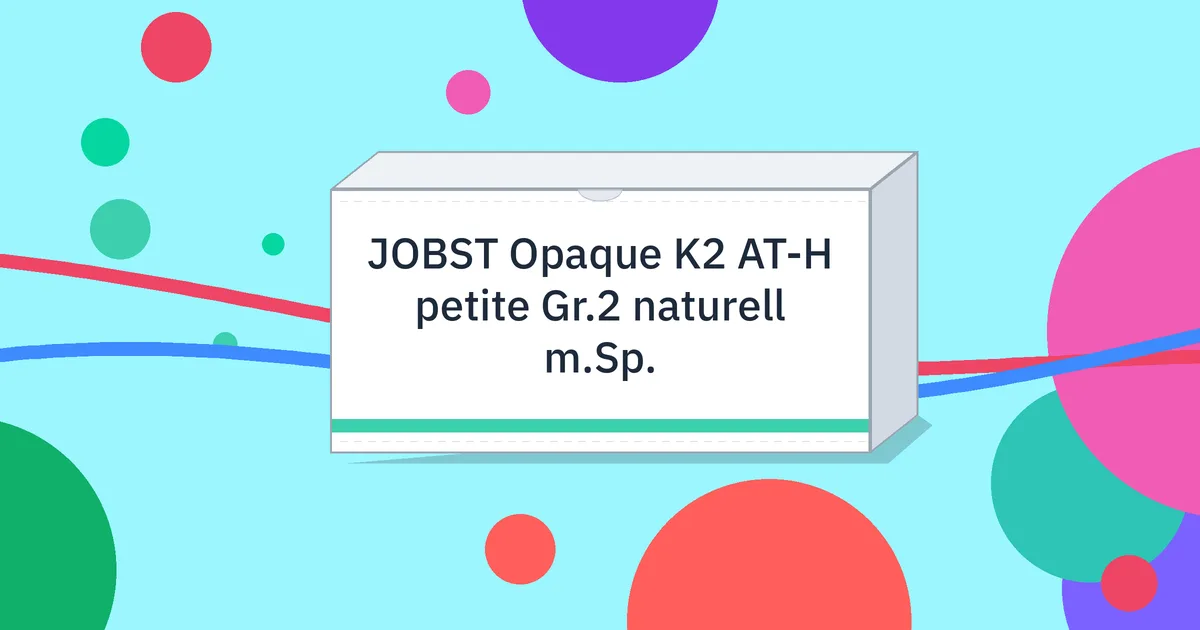 Symbolbild: Packung mit der Aufschrift JOBST Opaque K2 AT-H petite Gr.2 naturell m.Sp. (PZN 13118074) – Verfügbarkeit und Bezug in Apotheken in Frankfurt am Main
