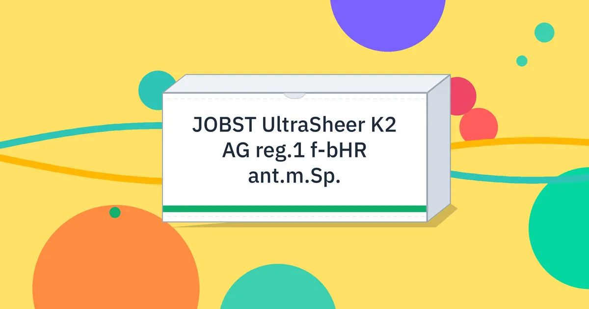 Symbolbild: Packung mit der Aufschrift JOBST UltraSheer K2 AG reg.1 f-bHR ant.m.Sp. (PZN 13144290) – Verfügbarkeit und Bezug in Apotheken in Frankfurt am Main
