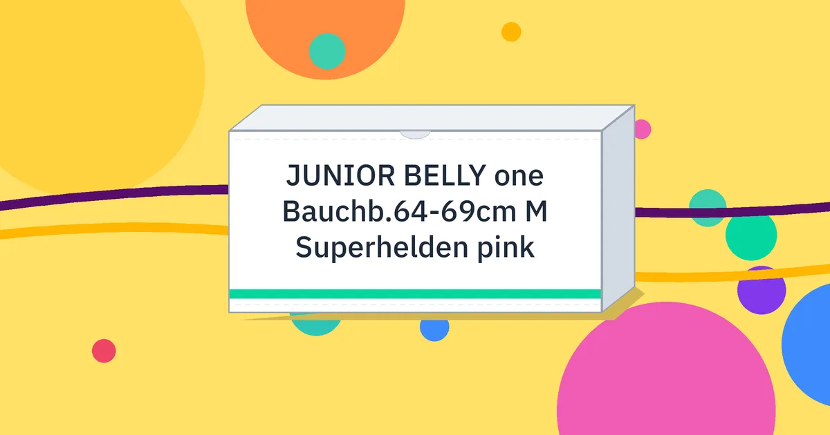 Symbolbild: Packung mit der Aufschrift JUNIOR BELLY one Bauchb.64-69cm M Superhelden pink (PZN 13247618) – Verfügbarkeit und Bezug in Apotheken in Frankfurt am Main