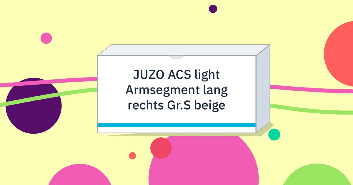 Symbolbild: Packung mit der Aufschrift JUZO ACS light Armsegment lang rechts Gr.S beige (PZN 13885684) – Verfügbarkeit und Bezug in Apotheken in Frankfurt am Main