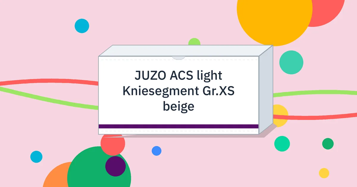 Symbolbild: Packung mit der Aufschrift JUZO ACS light Kniesegment Gr.XS beige (PZN 13885230) – Verfügbarkeit und Bezug in Apotheken in Frankfurt am Main