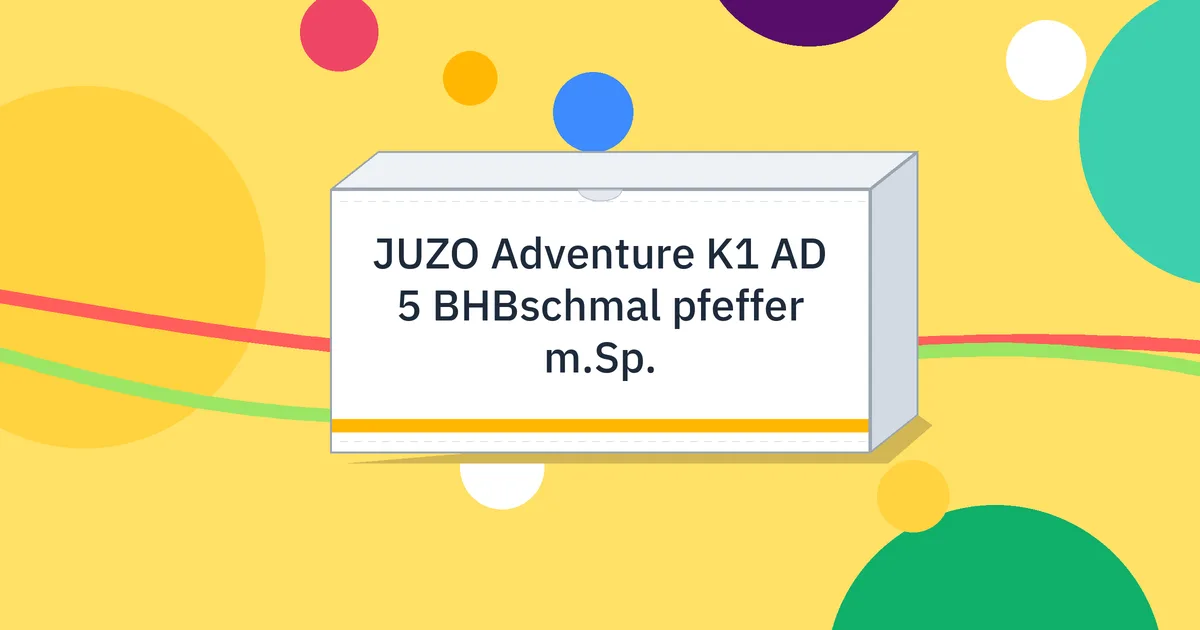 Symbolbild: Packung mit der Aufschrift JUZO Adventure K1 AD 5 BHBschmal pfeffer m.Sp. (PZN 15495740) – Verfügbarkeit und Bezug in Apotheken in Frankfurt am Main