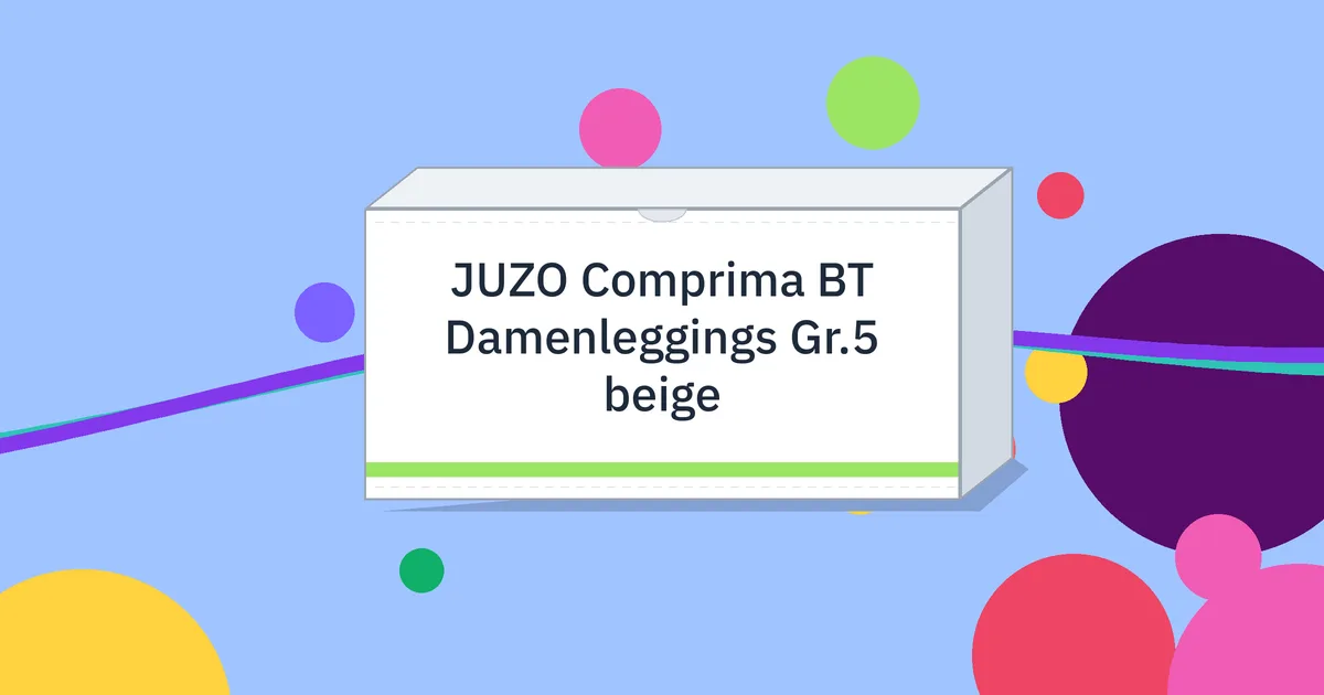 Symbolbild: Packung mit der Aufschrift JUZO Comprima BT Damenleggings Gr.5 beige (PZN 20781726) – Verfügbarkeit und Bezug in Apotheken in Frankfurt am Main