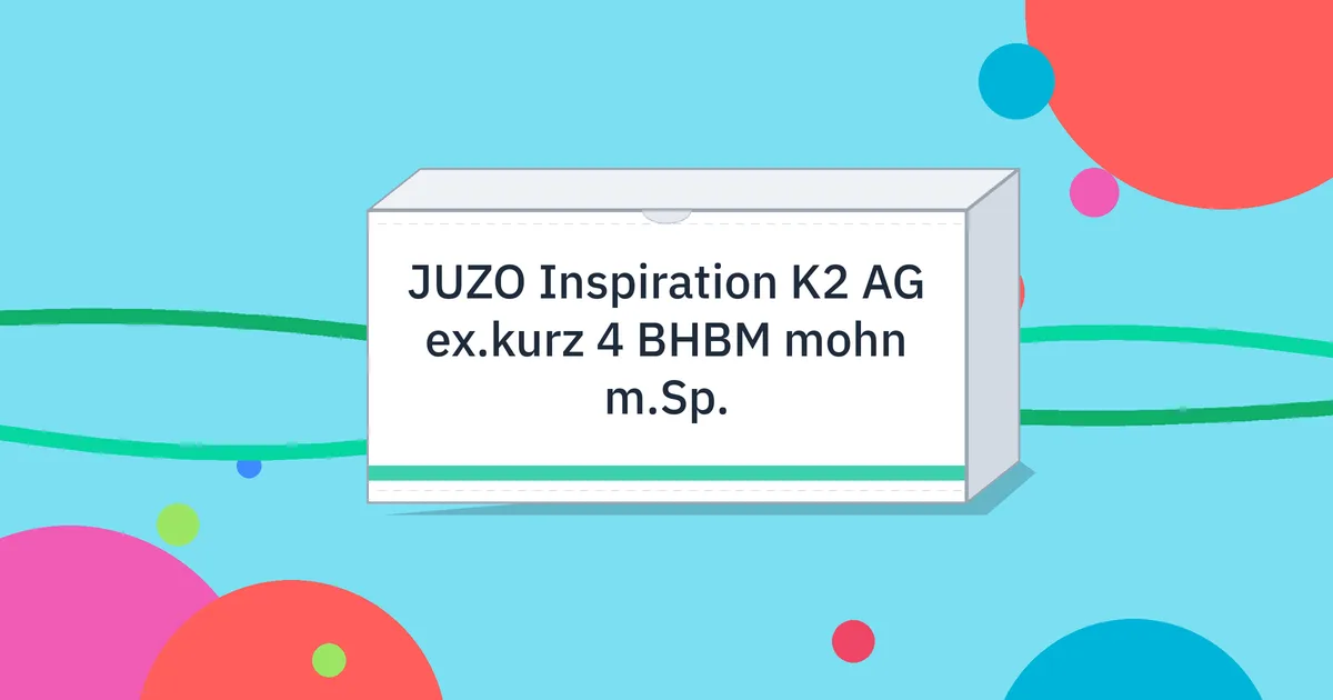 Symbolbild: Packung mit der Aufschrift JUZO Inspiration K2 AG ex.kurz 4 BHBM mohn m.Sp. (PZN 14876339) – Verfügbarkeit und Bezug in Apotheken in Frankfurt am Main
