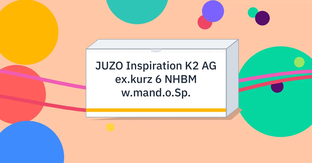 Symbolbild: Packung mit der Aufschrift JUZO Inspiration K2 AG ex.kurz 6 NHBM w.mand.o.Sp. (PZN 14965209) – Verfügbarkeit und Bezug in Apotheken in Frankfurt am Main