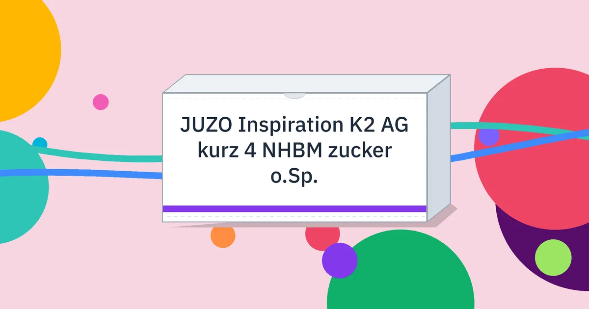 Symbolbild: Packung mit der Aufschrift JUZO Inspiration K2 AG kurz 4 NHBM zucker o.Sp. (PZN 14949498) – Verfügbarkeit und Bezug in Apotheken in Frankfurt am Main
