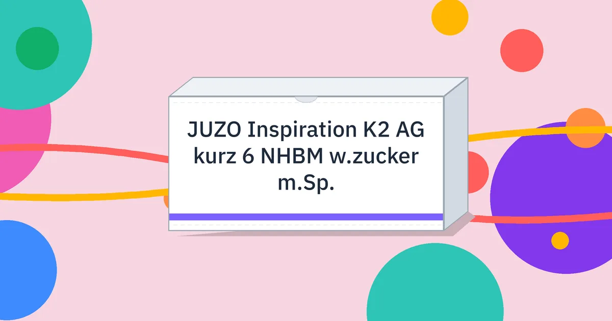 Symbolbild: Packung mit der Aufschrift JUZO Inspiration K2 AG kurz 6 NHBM w.zucker m.Sp. (PZN 14961252) – Verfügbarkeit und Bezug in Apotheken in Frankfurt am Main