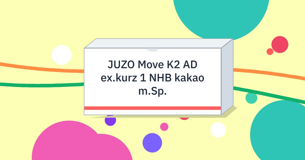 Symbolbild: Packung mit der Aufschrift JUZO Move K2 AD ex.kurz 1 NHB kakao m.Sp. (PZN 18541831) – Verfügbarkeit und Bezug in Apotheken in Frankfurt am Main