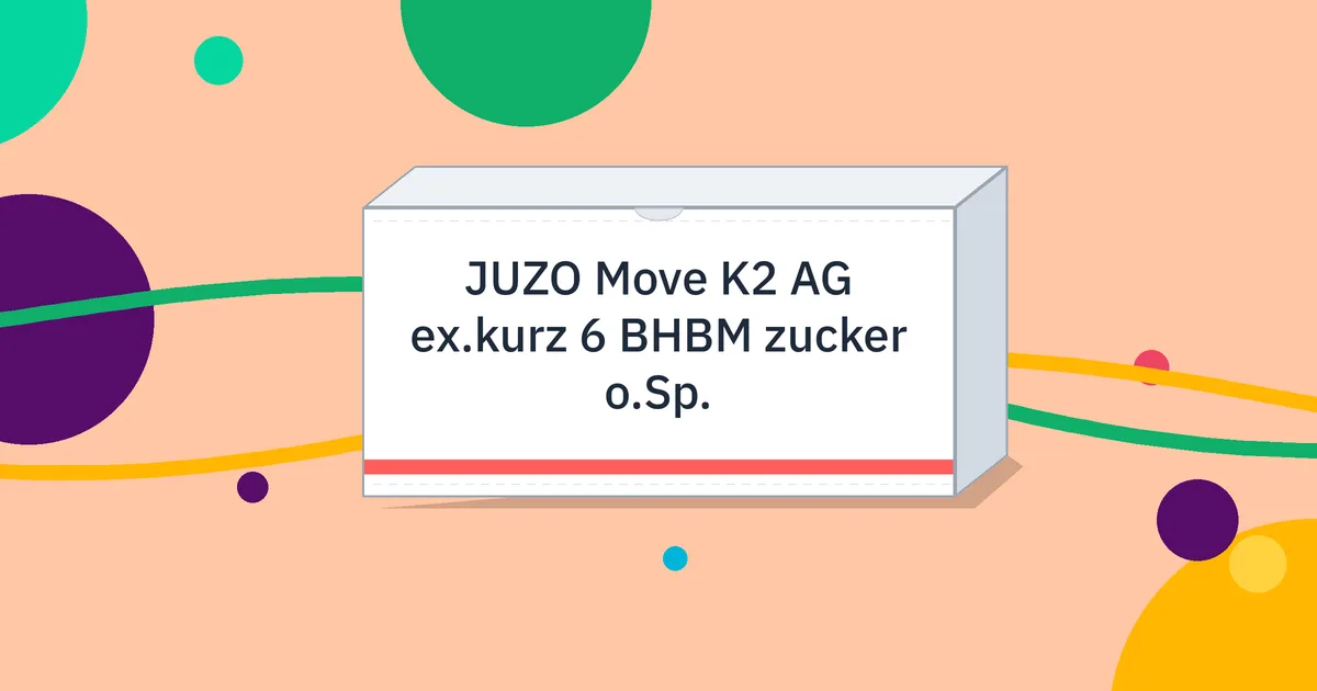 Symbolbild: Packung mit der Aufschrift JUZO Move K2 AG ex.kurz 6 BHBM zucker o.Sp. (PZN 18534452) – Verfügbarkeit und Bezug in Apotheken in Frankfurt am Main